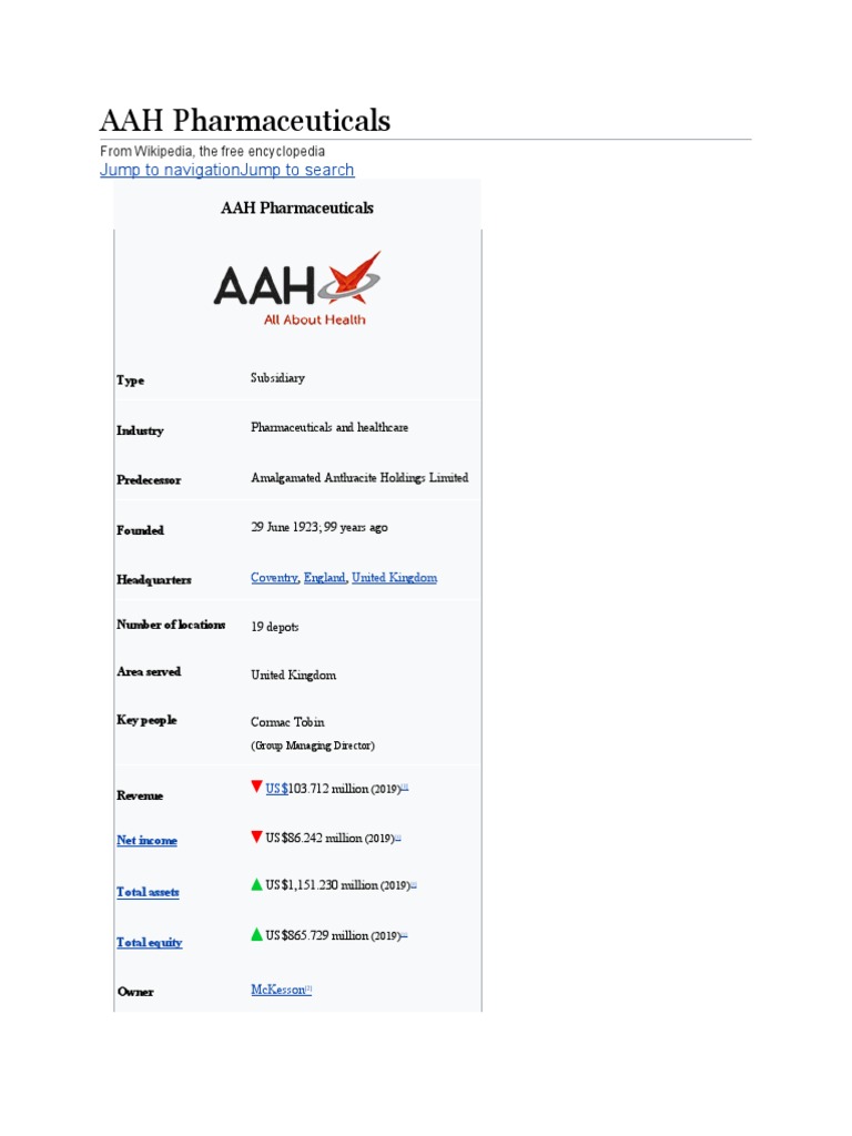 AAH Pharmaceuticals | PDF | Pharmaceutical Industry | Companies