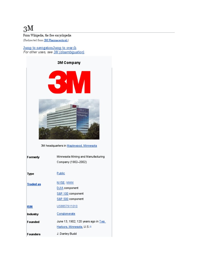 Jump To Navigation Jump To Search: 3M Company | PDF