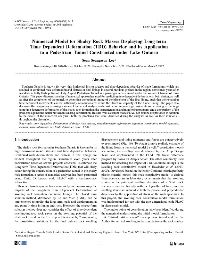 Numerical Model For Shaley Rock - TDD - Lake Ontario - FLAC | PDF ...