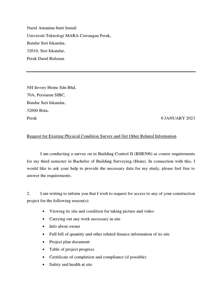 Letter of Request For Access | PDF