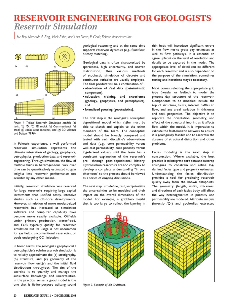 Reservoir Engineering For Geologists - (9) Reservoir Simulation | PDF ...