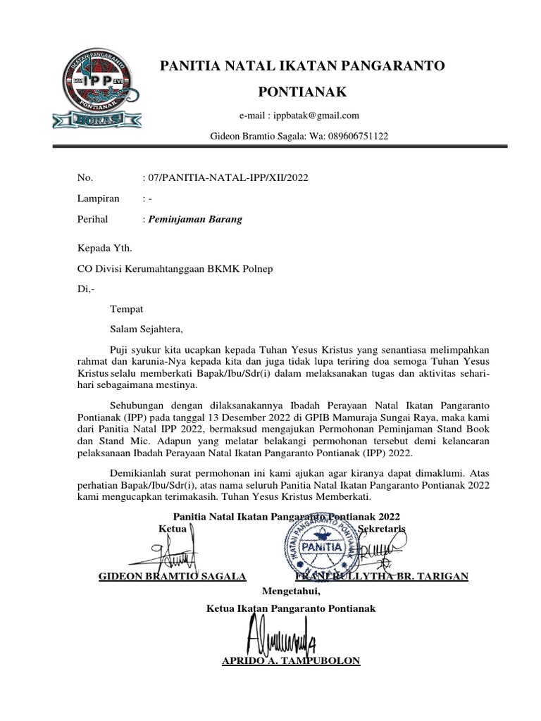 Surat Peminjaman Ke BKMK | PDF