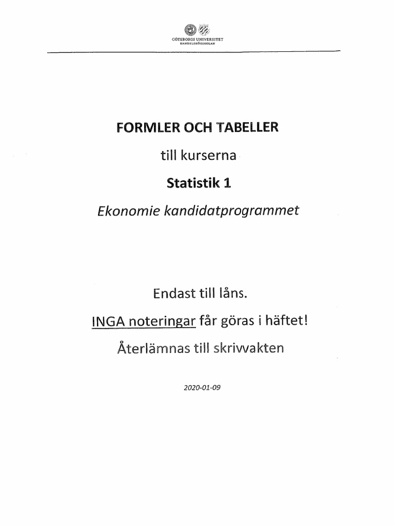 Formler Och Tabeller | PDF