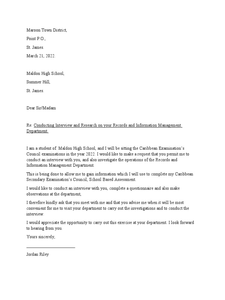 CXC Office Admin Records Letter | PDF