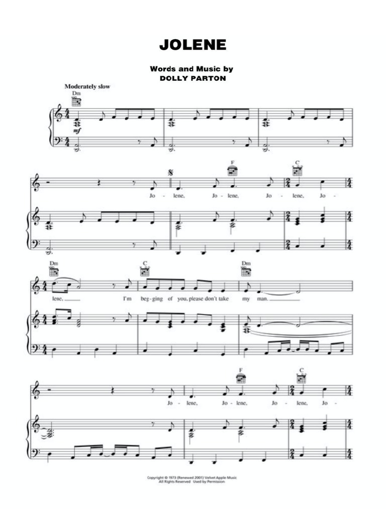 Jolene Voce e Piano | PDF