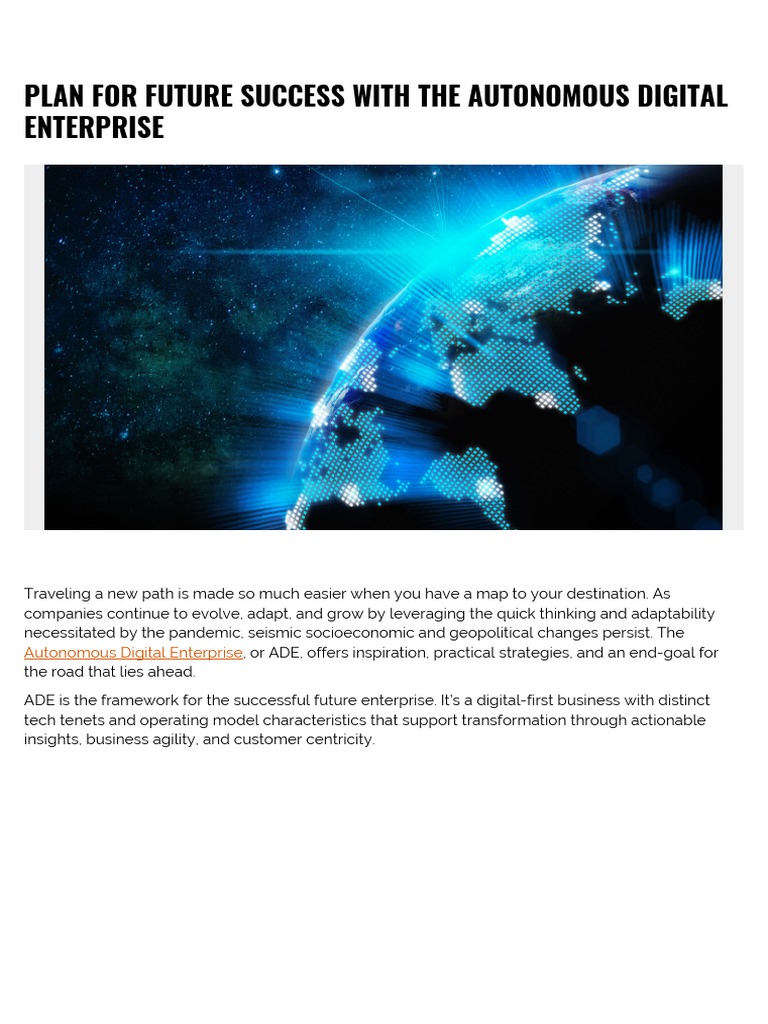 Plan For Future Success With The Autonomous Digital Enterprise | PDF