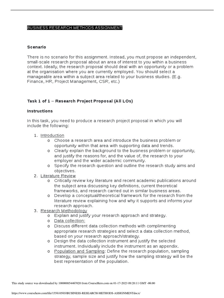 Business Research Methods Assignment | PDF | Data | Sampling (Statistics)