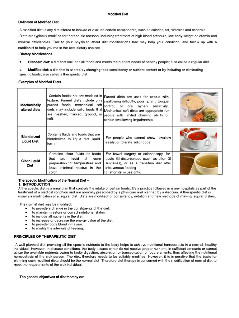 Modified Diet PDF Free | PDF | Diet & Nutrition | Dietary Fiber