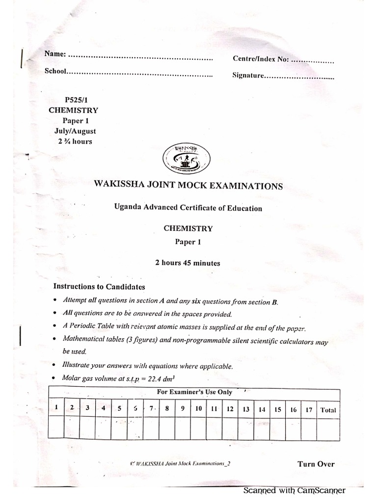 Wakissha P525-1 Chem 2022 | PDF