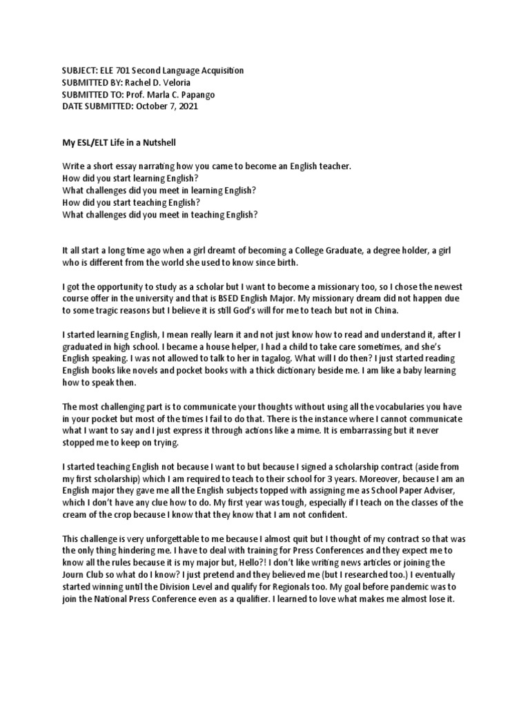 My ESL-ELT Life in A Nutshell | Download Free PDF | English Language ...