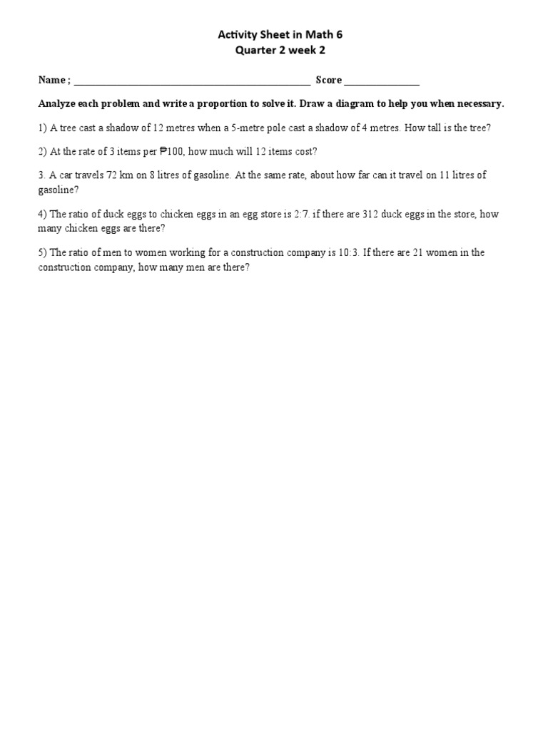 Activity Sheet in Math 6 | PDF