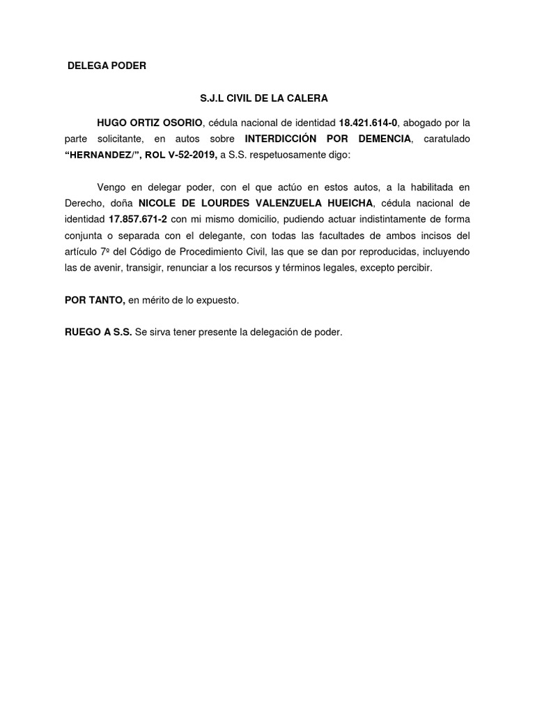 DELEGA PODER de Abogado A Habiliradas | PDF