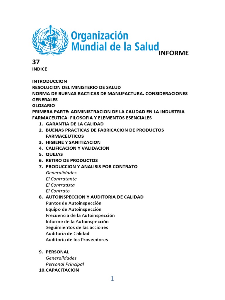 Oms Informe 37 | PDF | Calidad (comercial) | Farmacéutico