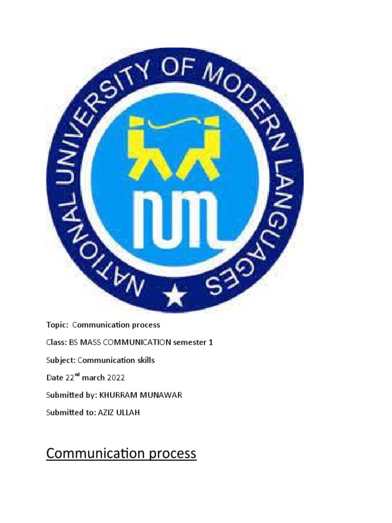 Commnication Process 11222 | PDF | Communication | Nonverbal Communication