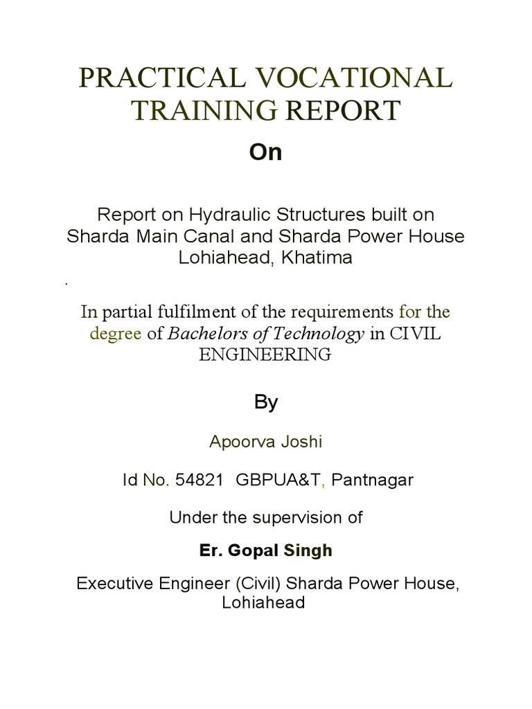 Practical Vocational Training Report | PDF | Dam | Hydraulic Engineering