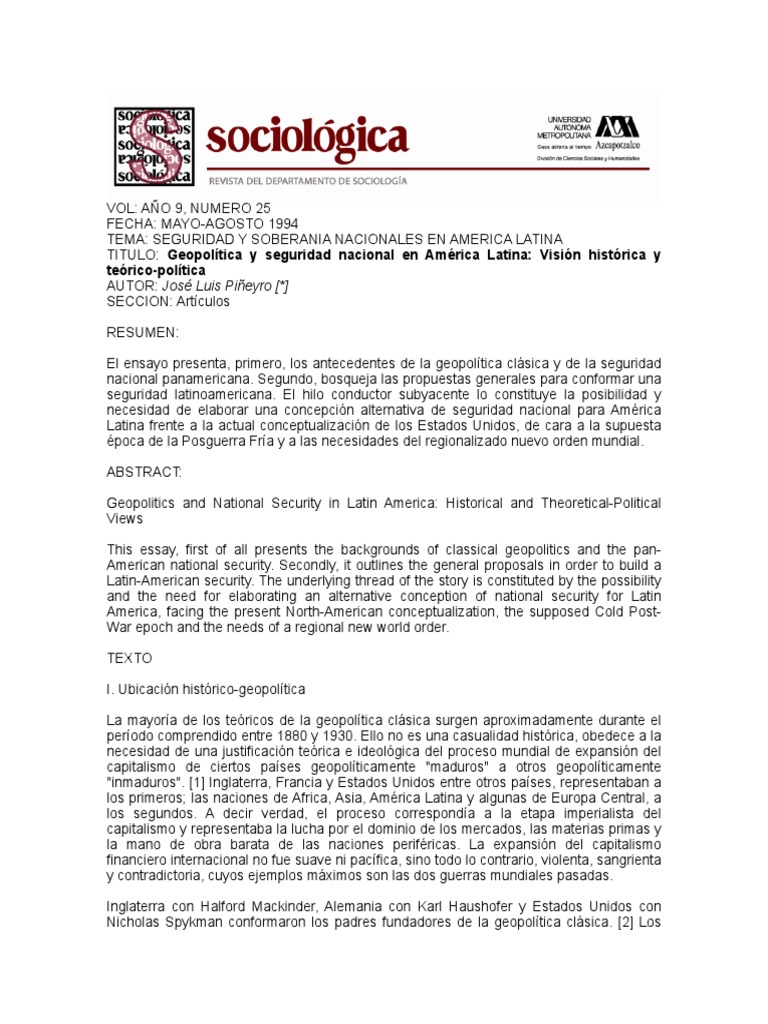 Geopol Tica y Seguridad en América Latina | PDF | America latina ...