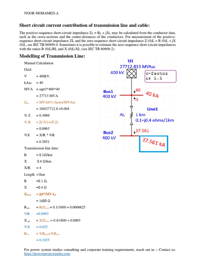 Short circuit contribution of Transmission Line and Cable | PDF ...