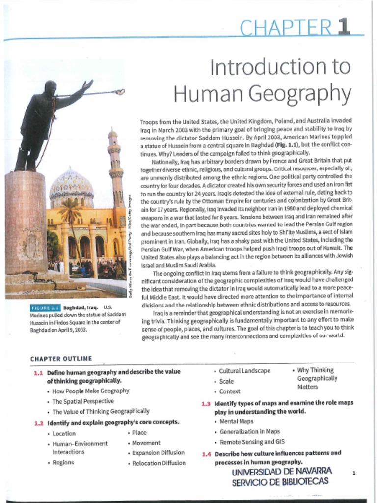 Chapter 1. Introduction To Human Geography | PDF