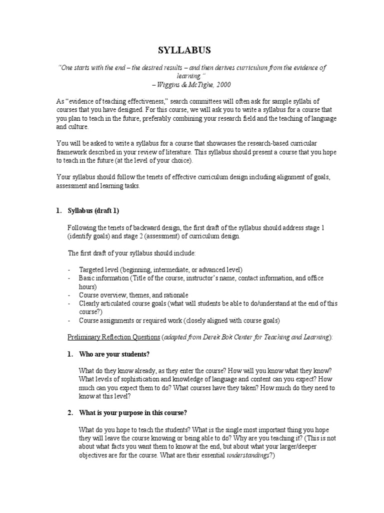 Syllabus (Handout) How To Make A Syllabus | PDF | Curriculum | Learning
