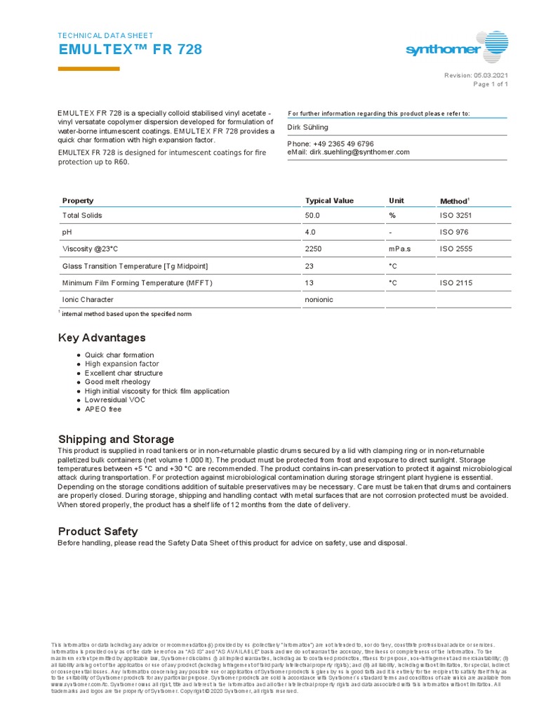 Emultex FR 728 | PDF | Polyvinyl Chloride | Intellectual Property