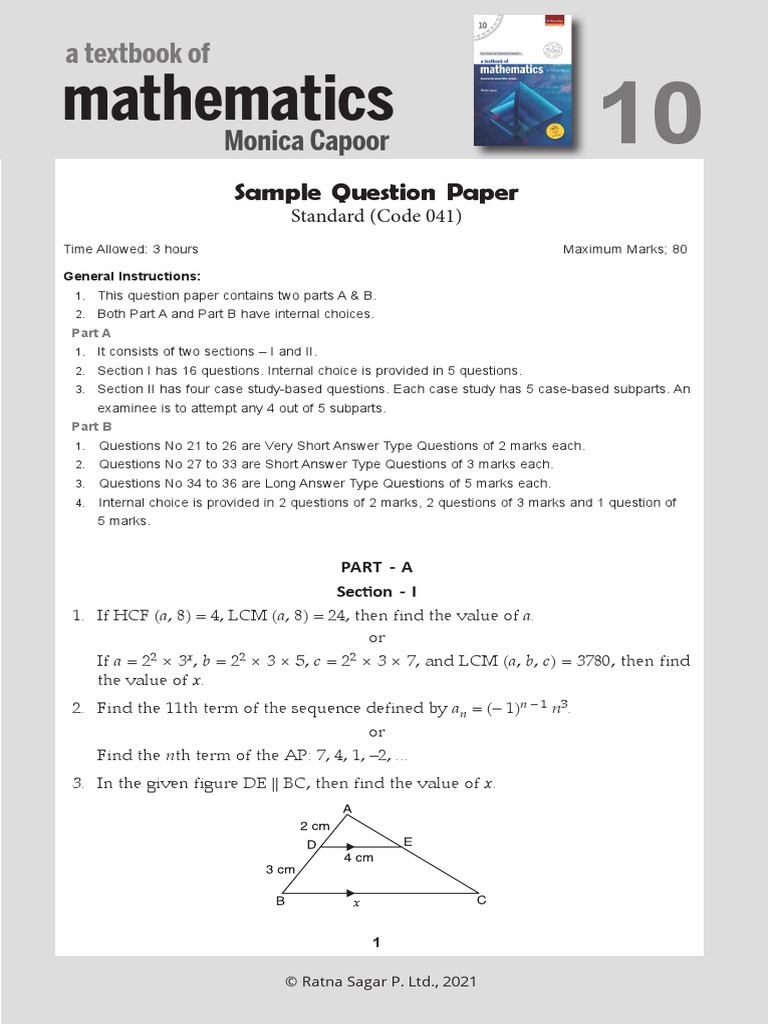 School Sample Paper | PDF | Area | Sphere