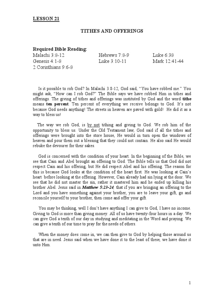 "Tithes and Offerings Explained" | PDF | Tithe | Jesus