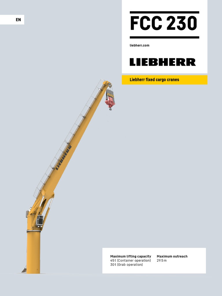 Liebherr FCC 230 Datasheet | PDF | Crane (Machine) | Manufactured Goods