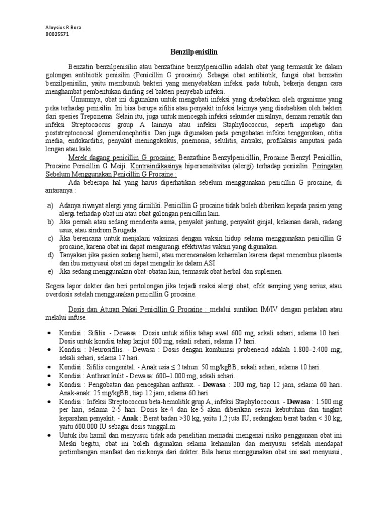 Panduan Penggunaan Benzatin Benzilpenisilin | PDF