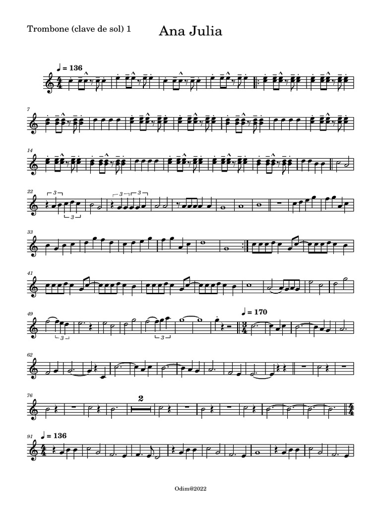 Ana Julia-Trombone (Clave de Sol) 1 | PDF