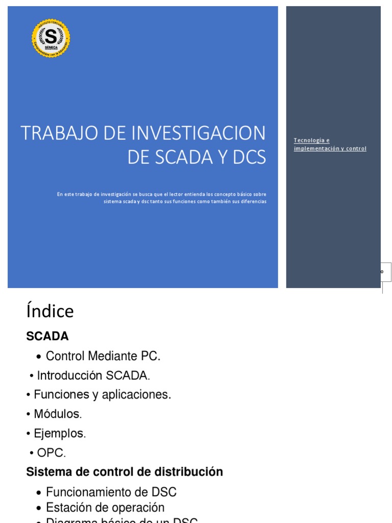 Trabajo de Investigacion de Scada y Dcs | PDF | Scada | Controlador lógico programable