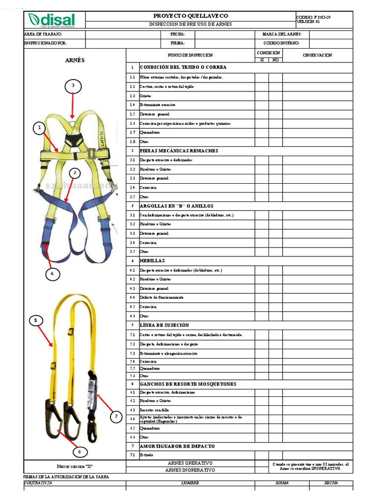 F.SSO-19 Inspección de Pre Uso de Arnés (V01) | PDF | Corrosión