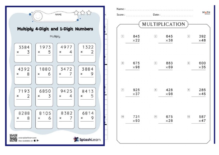 Multiplication Worksheets | PDF