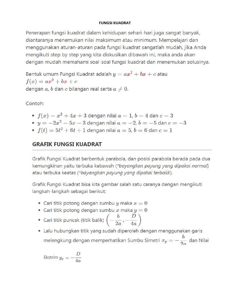 Fungsi Kuadrat - 1 | PDF | Metode & Bahan Ajar | Komputer