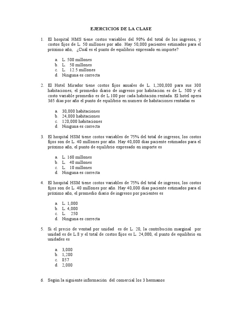 Ejercicios de La Clase 2 | PDF