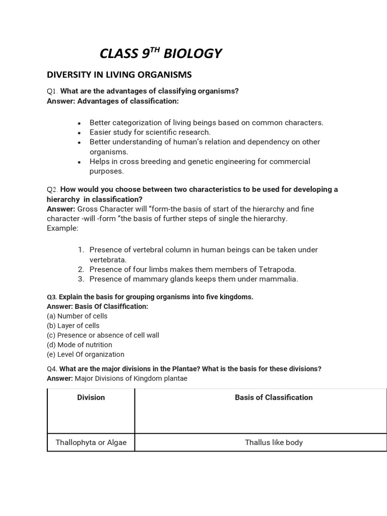 Class 9TH Biology Diversity | PDF | Plants | Seed