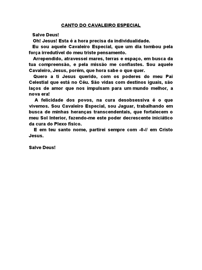 Canto Do Cavaleiro Especial | PDF