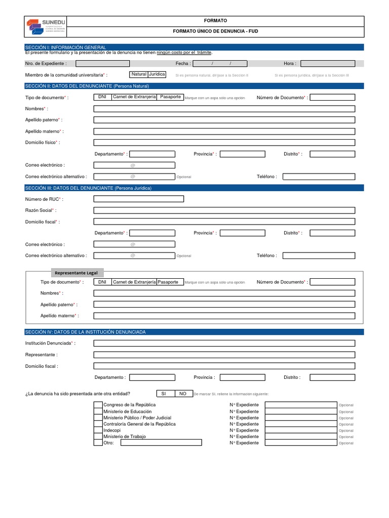 FUD Denuncia Formato | PDF | Privacidad de la información | Justicia