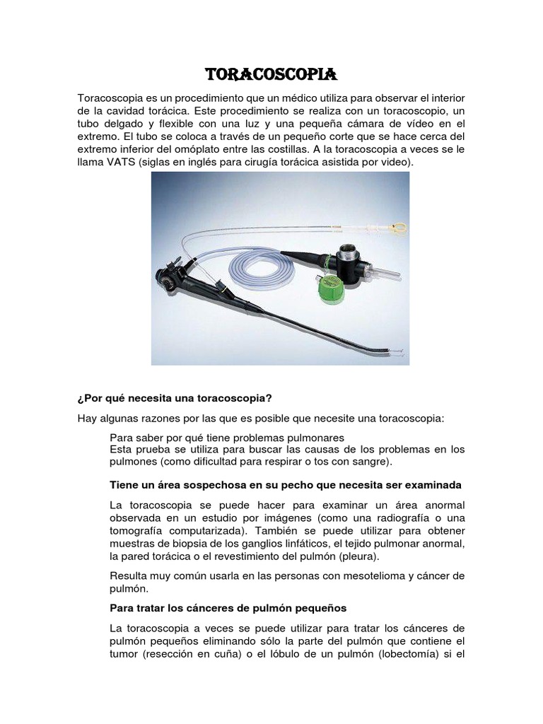 Toracoscopia: Procedimiento y Usos Médicos | PDF | Cáncer | Cáncer de ...
