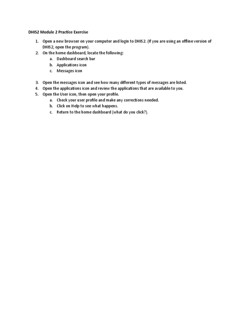 DHIS2 Module 2 Practice Exercise | PDF