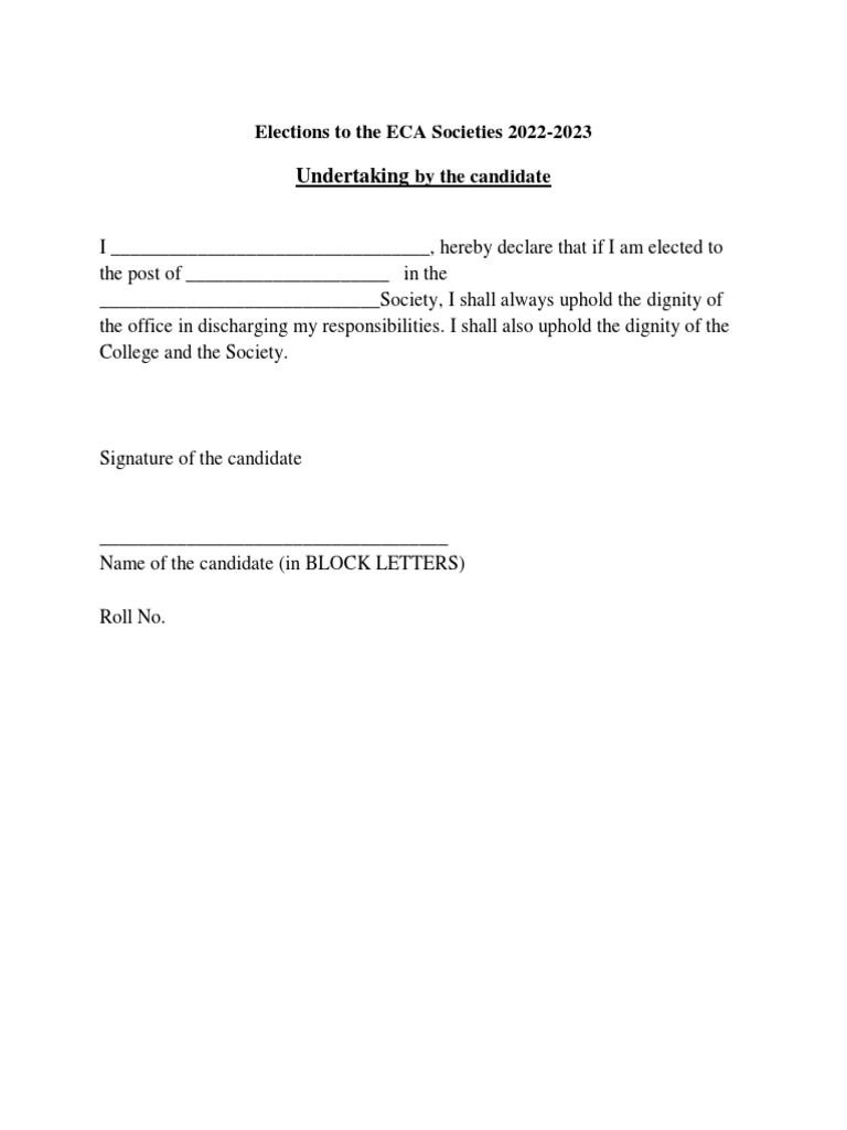 Undertaking by Candidate | PDF