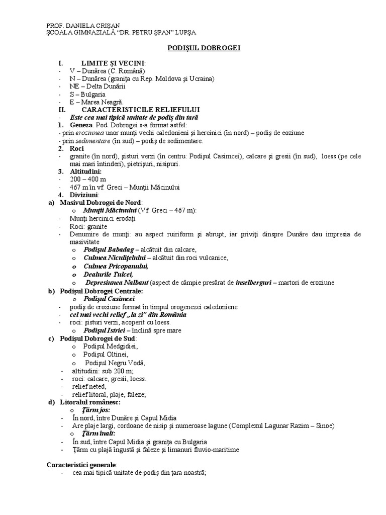 Podisul Dobrogei | PDF