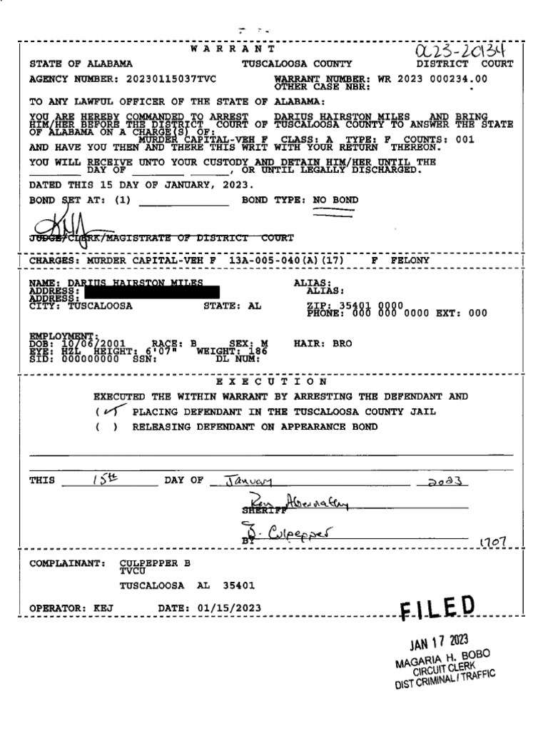Arrest Warrants For Darius Miles and Michael Davis | PDF | Bail ...