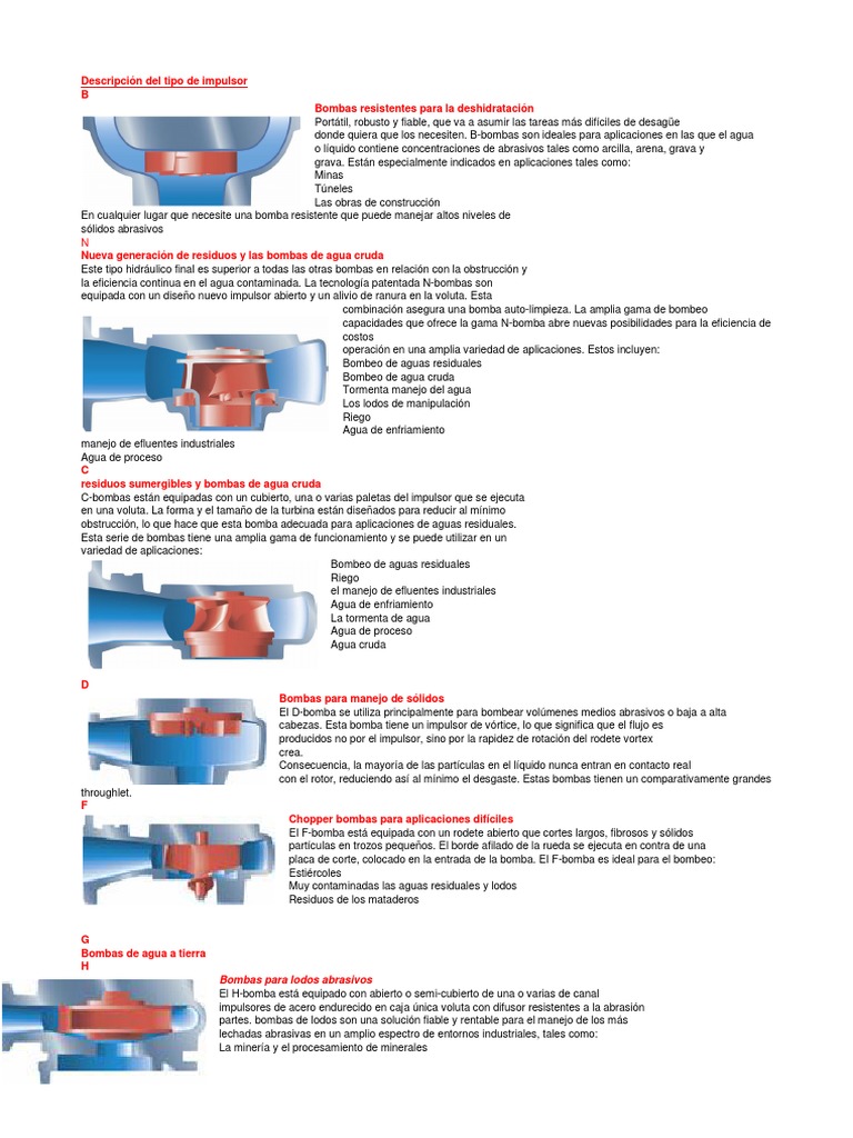 Descripción Del Tipo de Impulsor | PDF | Agua | Alcantarillado