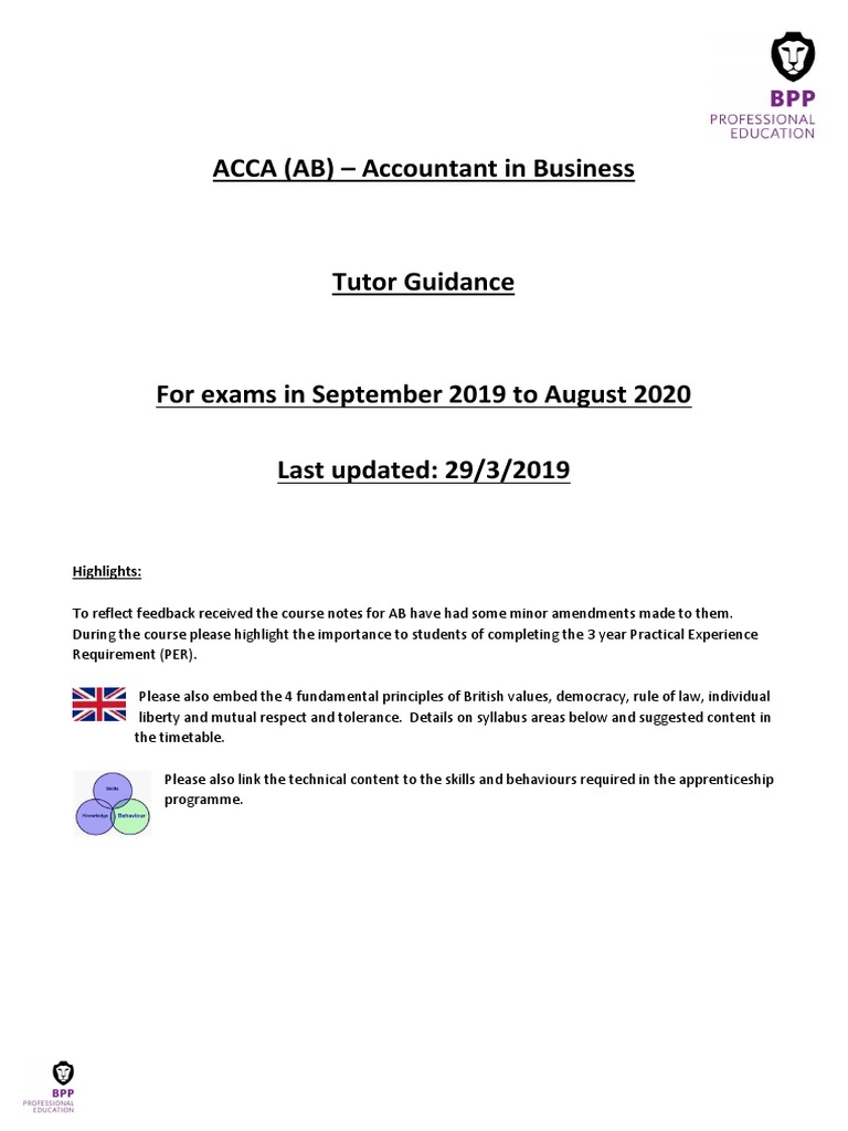 ACCA FAB Tutor Toolkit Tutor Guidance (2019-20) | PDF | Test ...