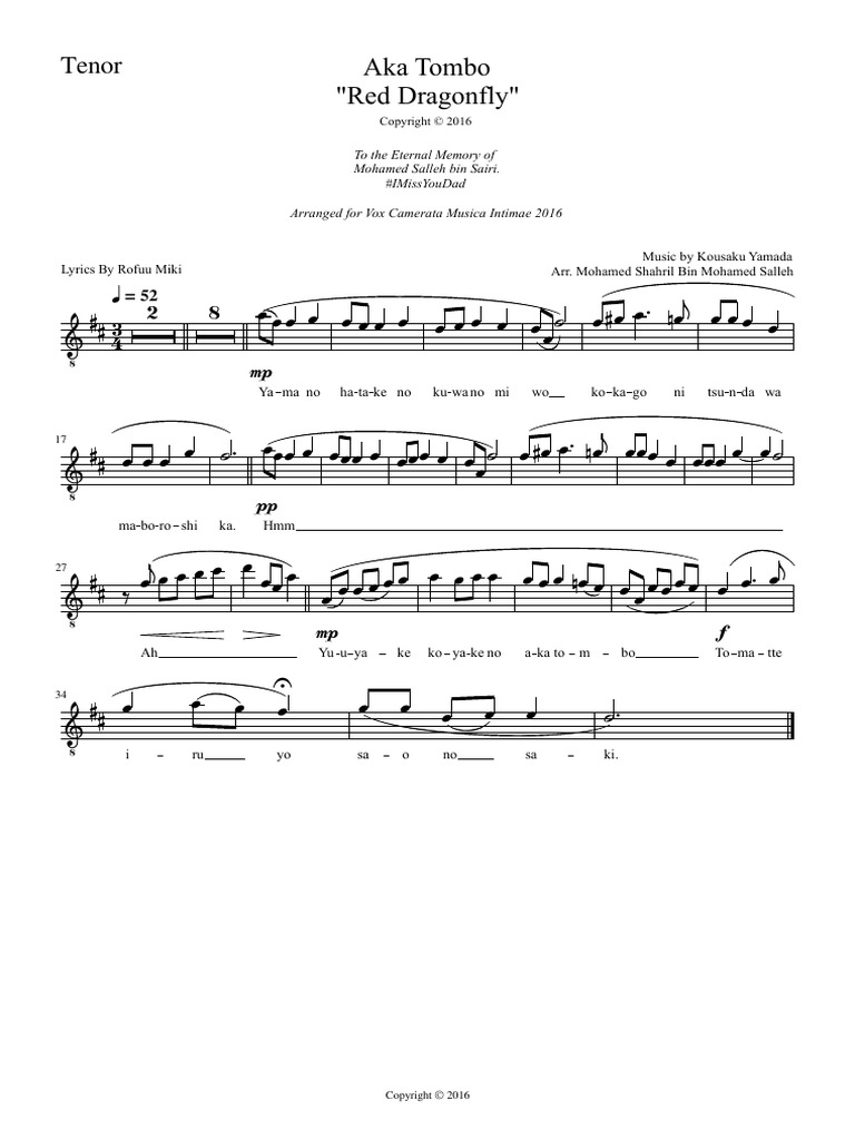 Aka Tombo Red Dragonfly - Tenor | PDF