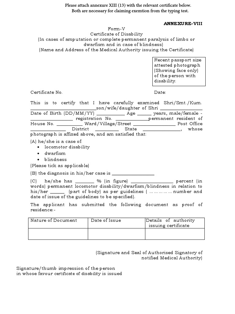 Annexures 8-10 For PWD | PDF | Disability | Mental Disorder