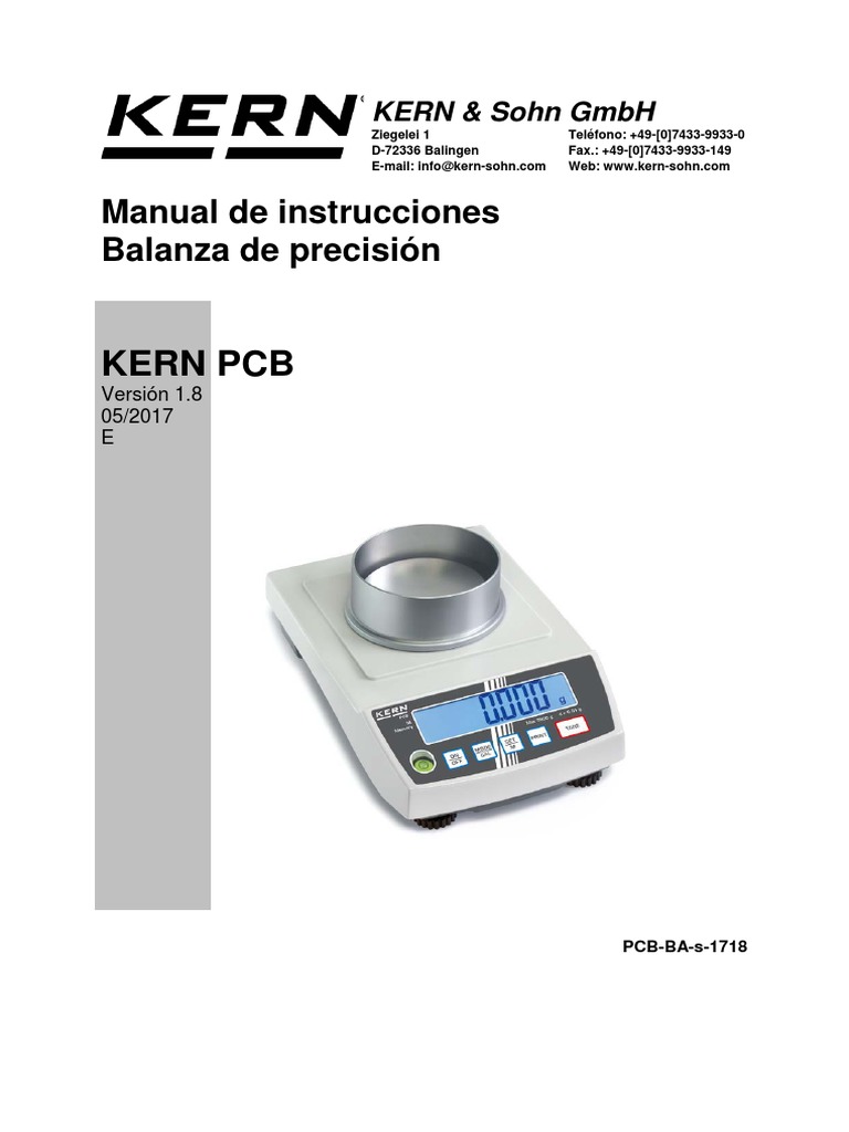 Manual-Balanza-Precisión-Pcb-2500-2 Kern | PDF | Calibración | Masa