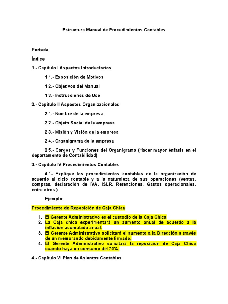Estructura Manual de Procedimientos Contables 2021C | PDF Estructura Manual de Procedimientos Contables 2021C | PDF