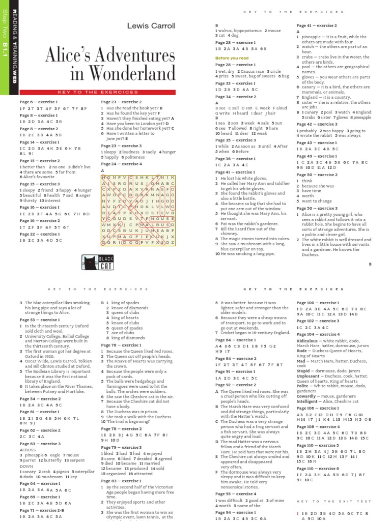 Rts2 Alice 2013 Key Pdf Lewis Carroll Works