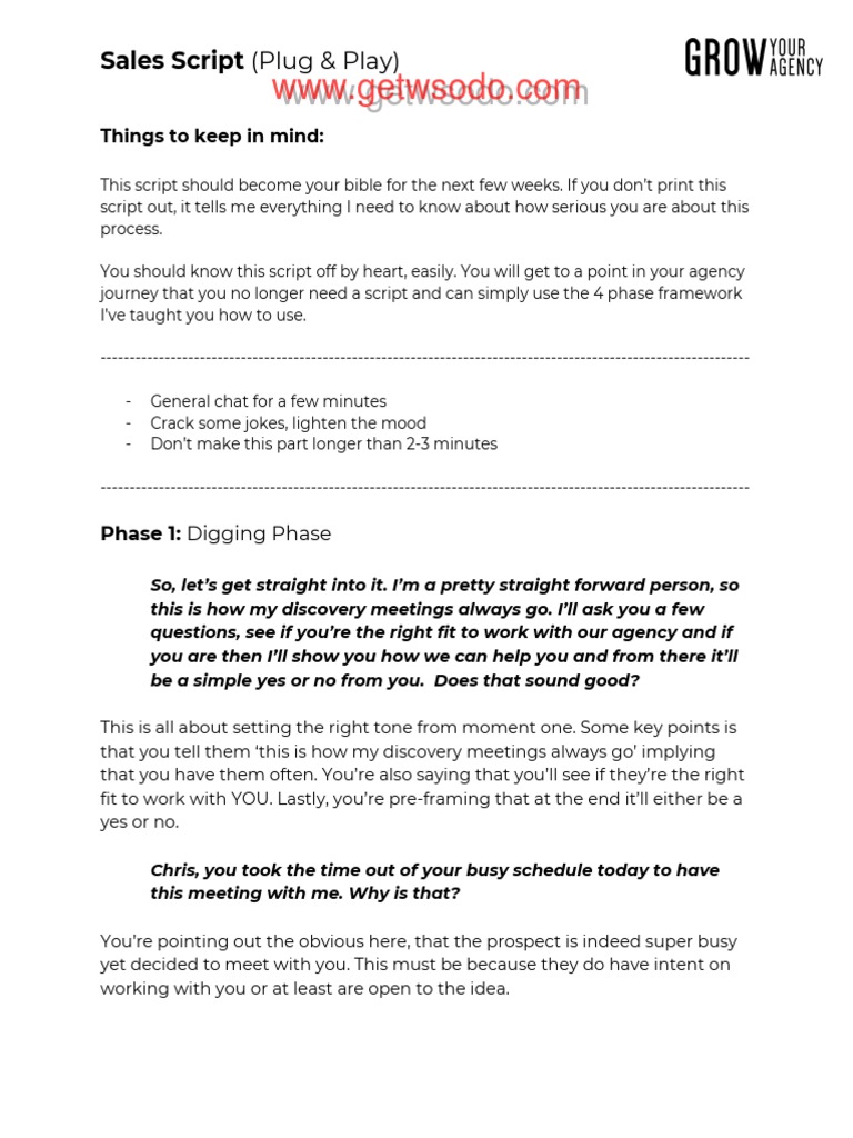 03-Agency Incubator Sales Script | Download Free PDF | Invoice | Marketing